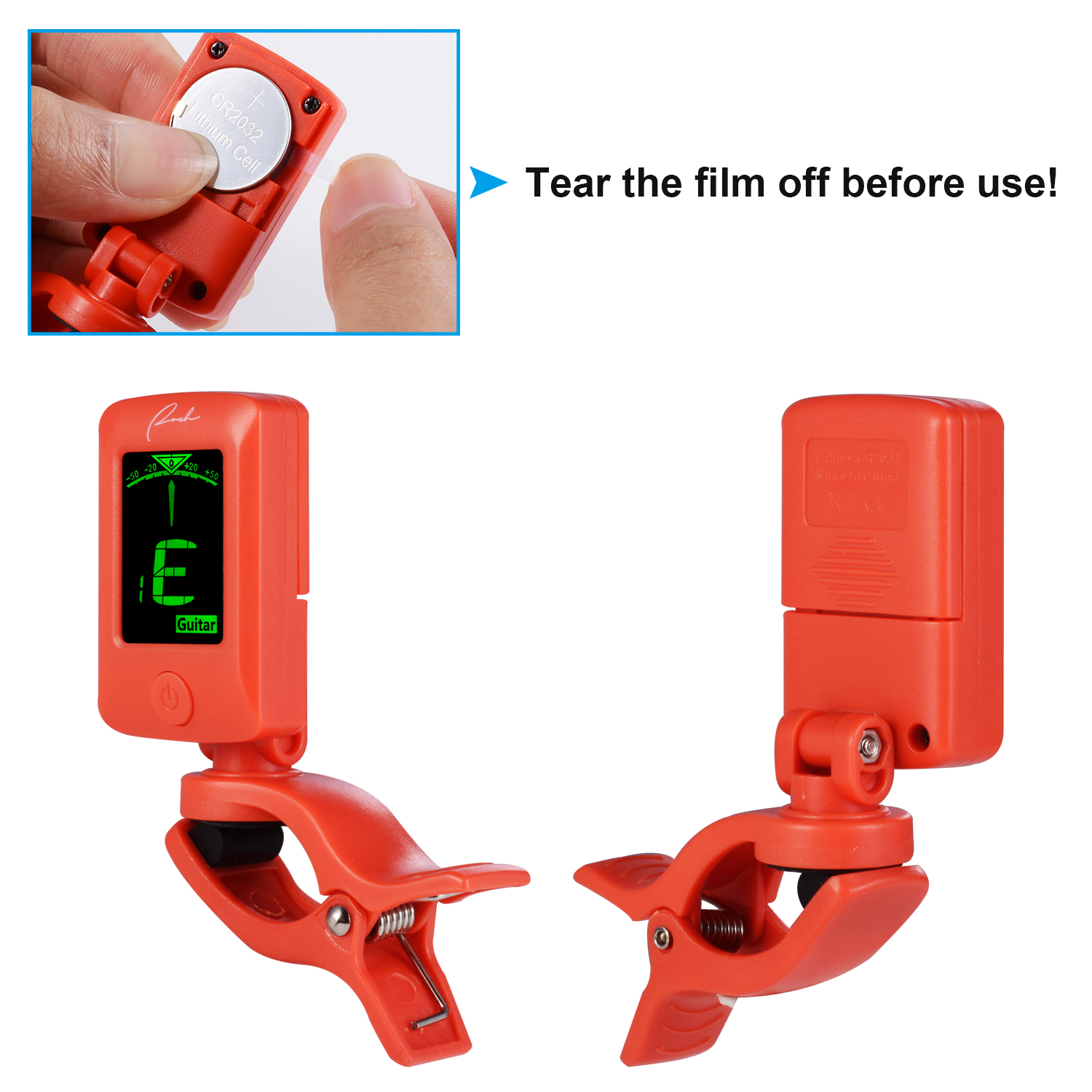 Red Guitar Tuner - Clip-On Tuner Specialized for Ukulele and Guitar
