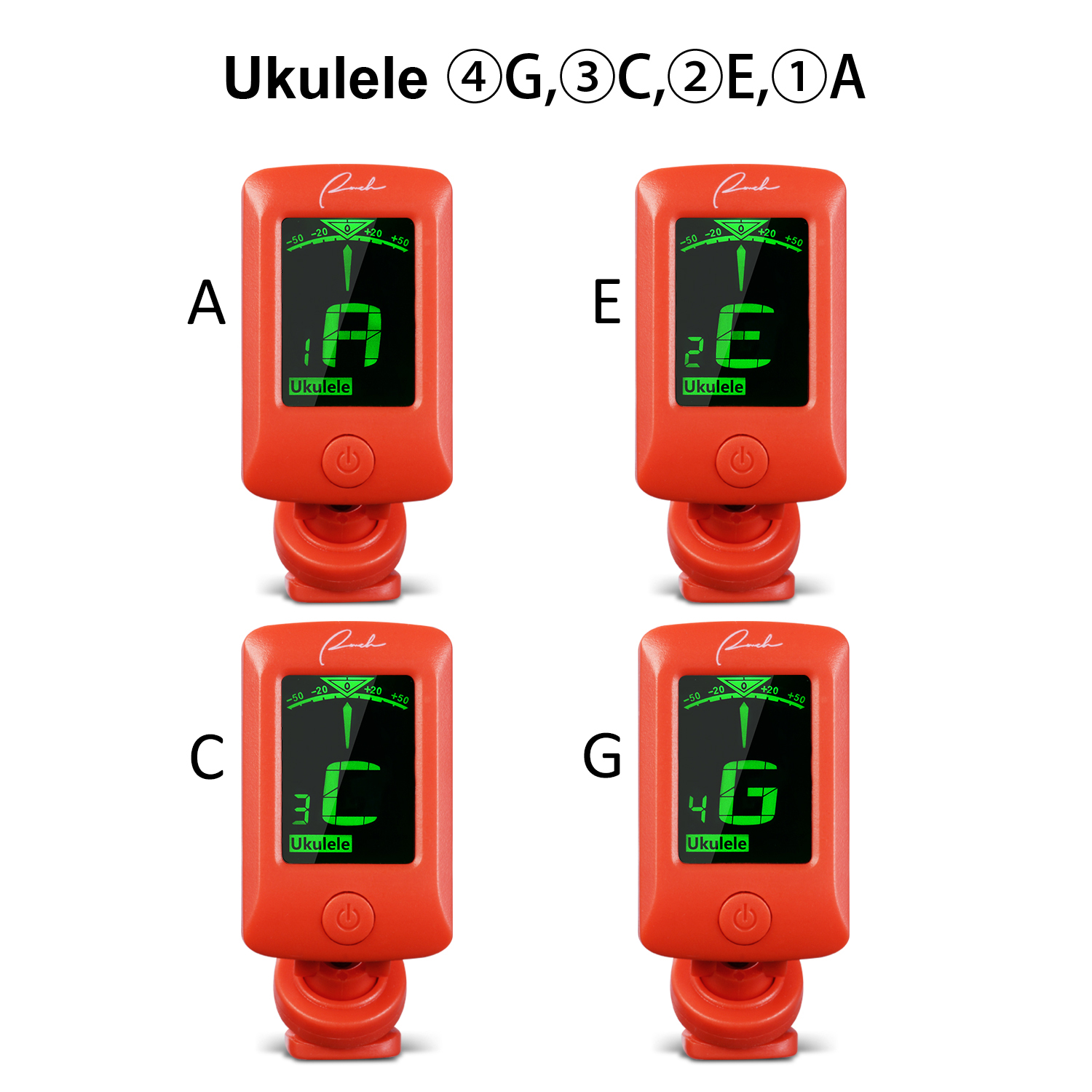 Red Guitar Tuner - Clip-On Tuner Specialized for Ukulele and Guitar