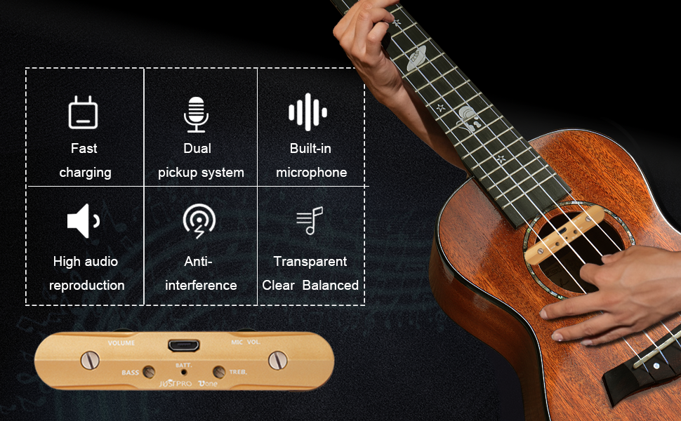 Piezoelectric Dual-System Ukulele Pickup - 21 – 30 Inch Ukulele